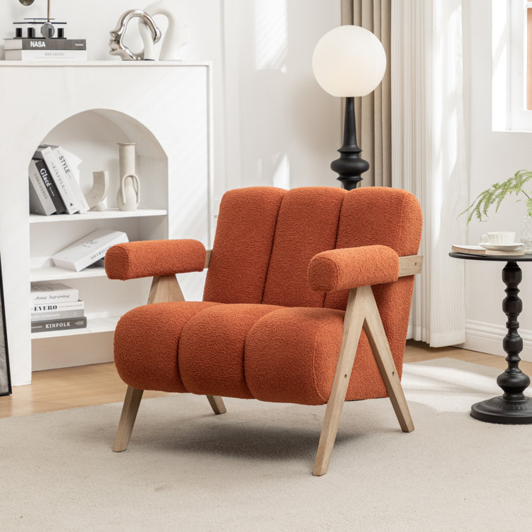 Bula Upholstered Armchair George Oliver Fabric or Leather Type Orange Polyester